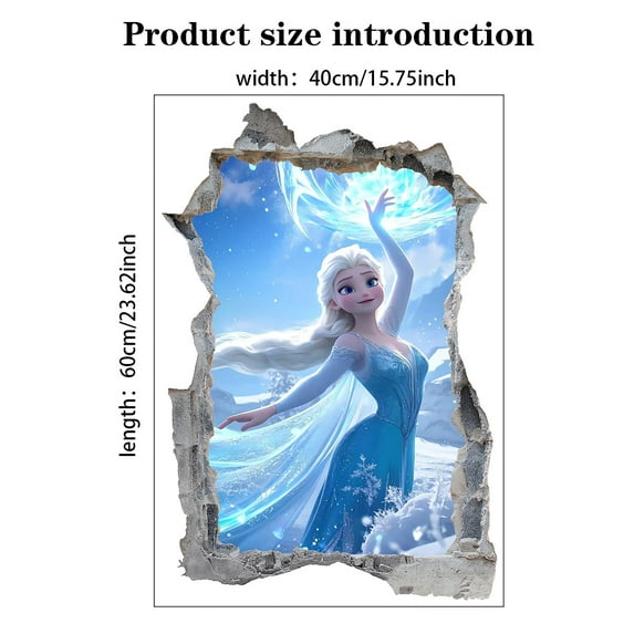 3D Princess Elsa girl Room decoration stickers Self-adhesive cartoon ...