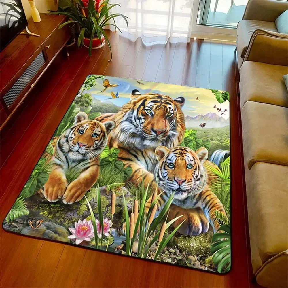 3D Print Animal Jungle Tiger Non-slip Floor Fluffy Floor for Bedroom ...