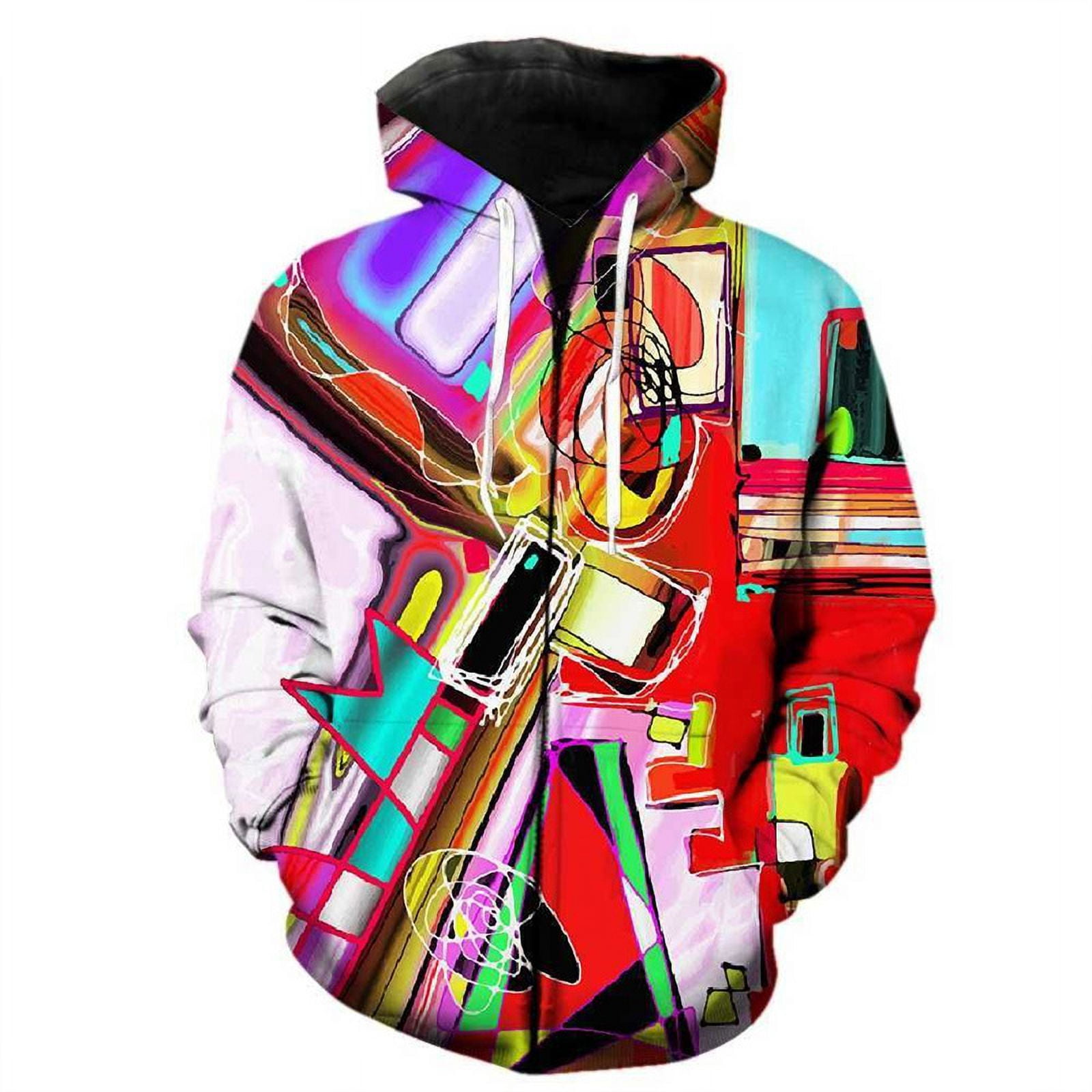 3D Print Art Graffiti Zipper Pullovers For Men Kids Colorful Abstract ...