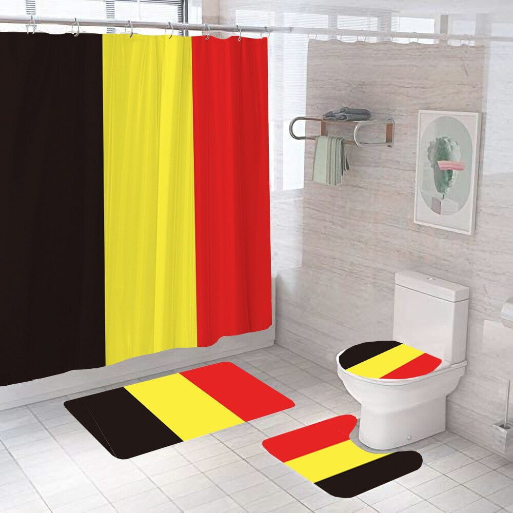 3d Print Belgian Flag Waterproof Fabric Bathroom Curtain Shower