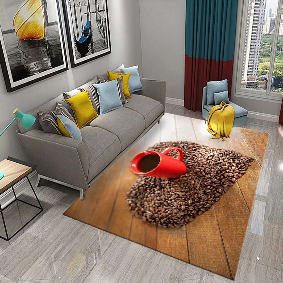 3D Print Coffee Breakfast Theme Carpet Creative Carpet Rug Living Room ...