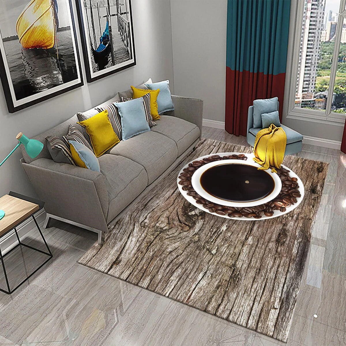 3D Print Coffee Breakfast Theme Carpet Creative Carpet Rug Living Room ...