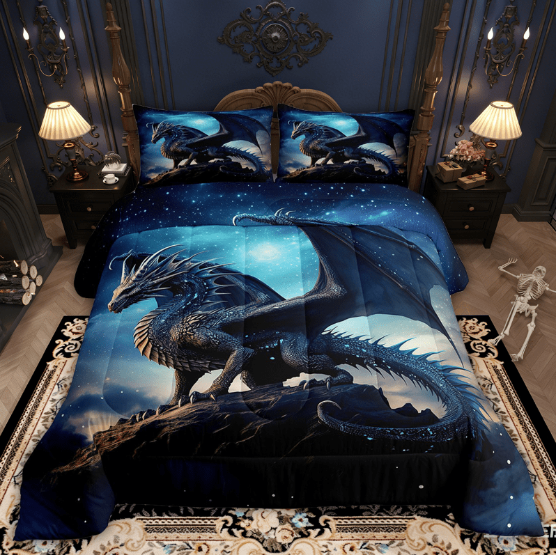 3D Print Dragon Comforter Set Full Size Magical Pterosaur Bedding Set ...