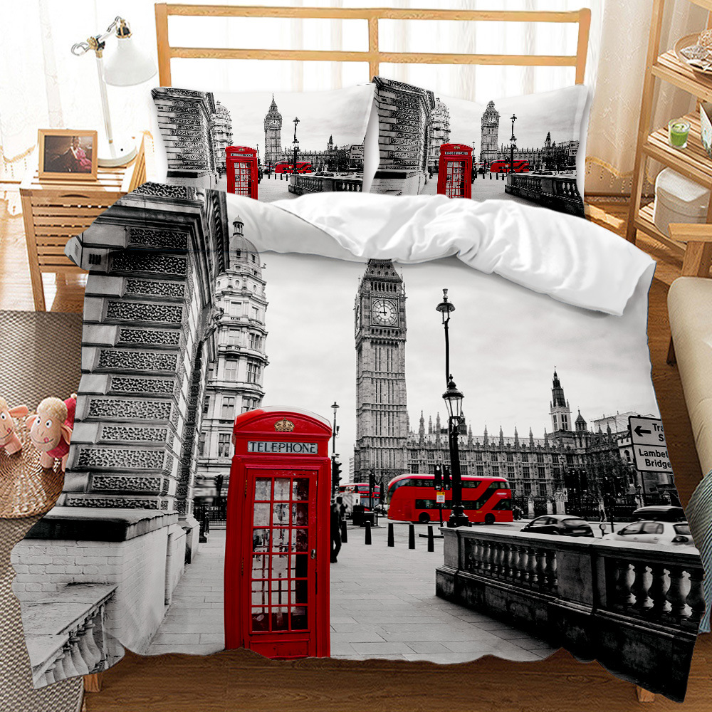 3D Print Famous City Landmarks Duvet Cover Bedding Set Statue of ...