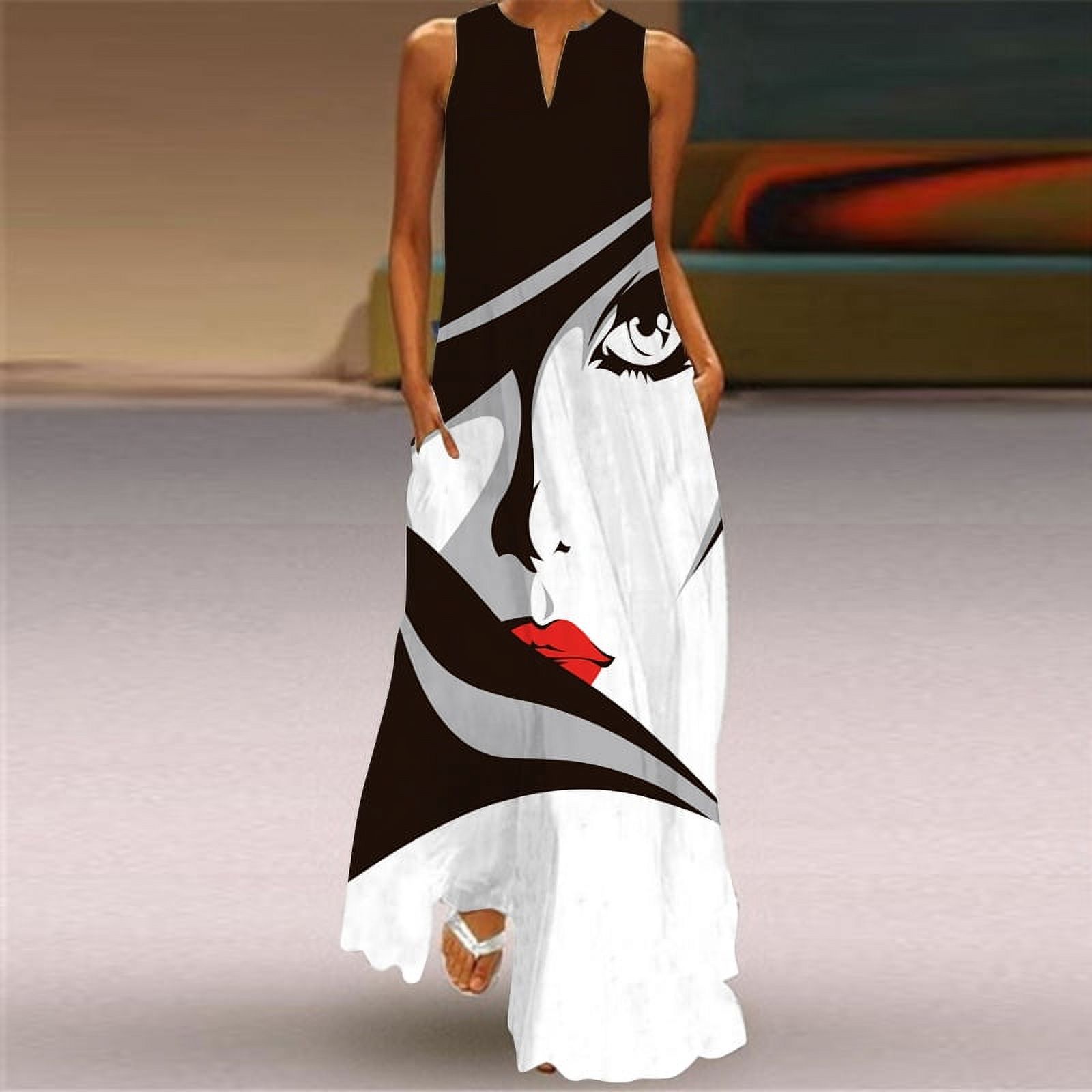 3D Print Fashion Big Dress Party V Neck Summer Sundresses Elegant Large ...