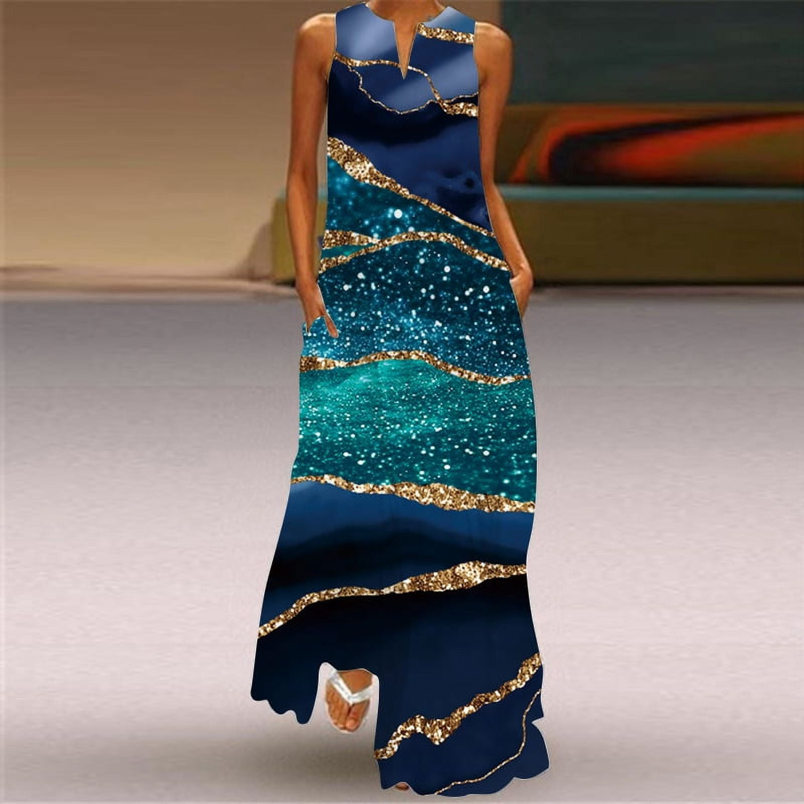3D Print Fashion Big Dress Party V Neck Summer Sundresses Elegant Large ...