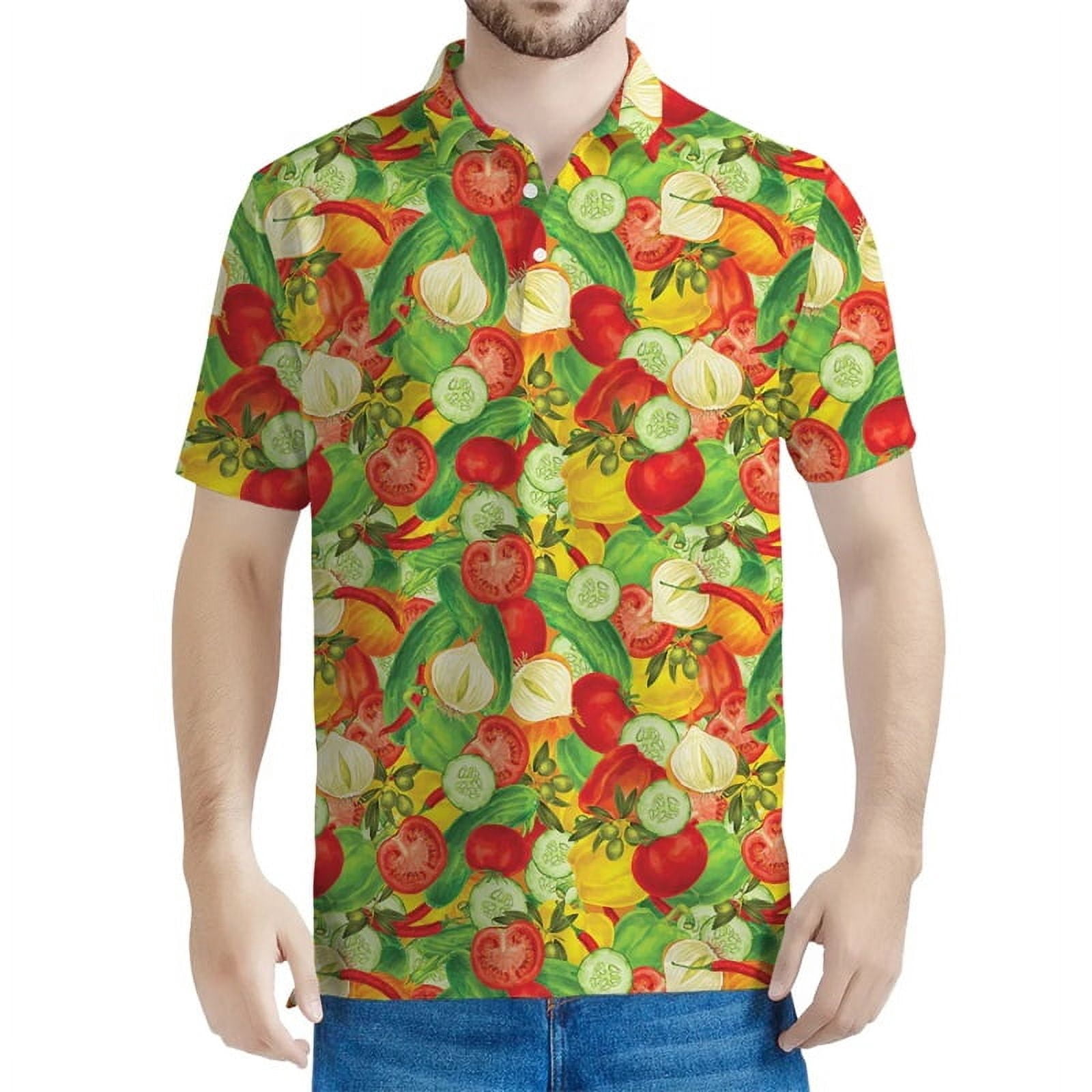 3D Print Fruits Vegetables Pattern Mens Polo Shirt Short Sleeve Overd T ...