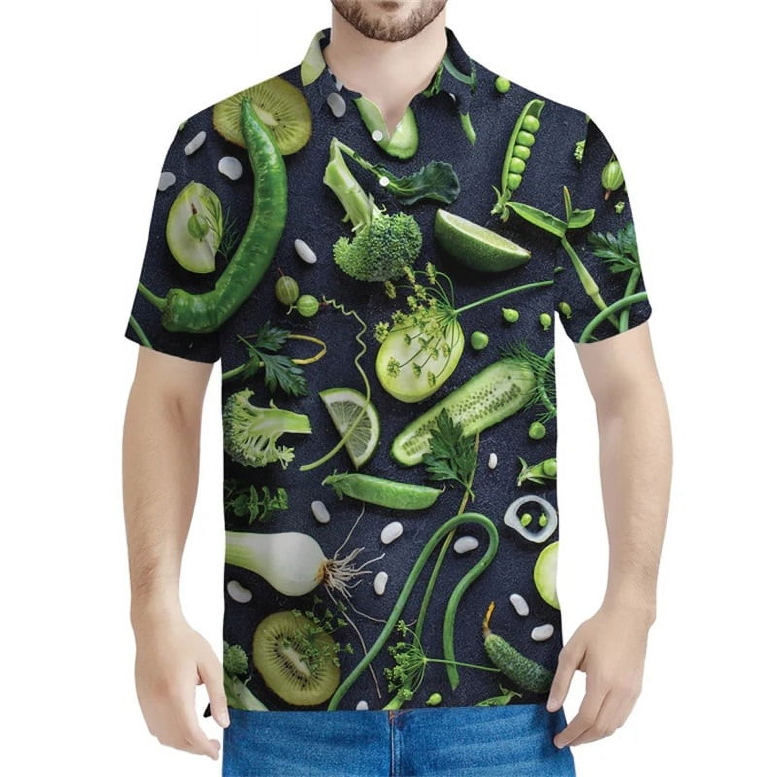3D Print Fruits Vegetables Pattern Mens Polo Shirt Short Sleeve Overd T ...