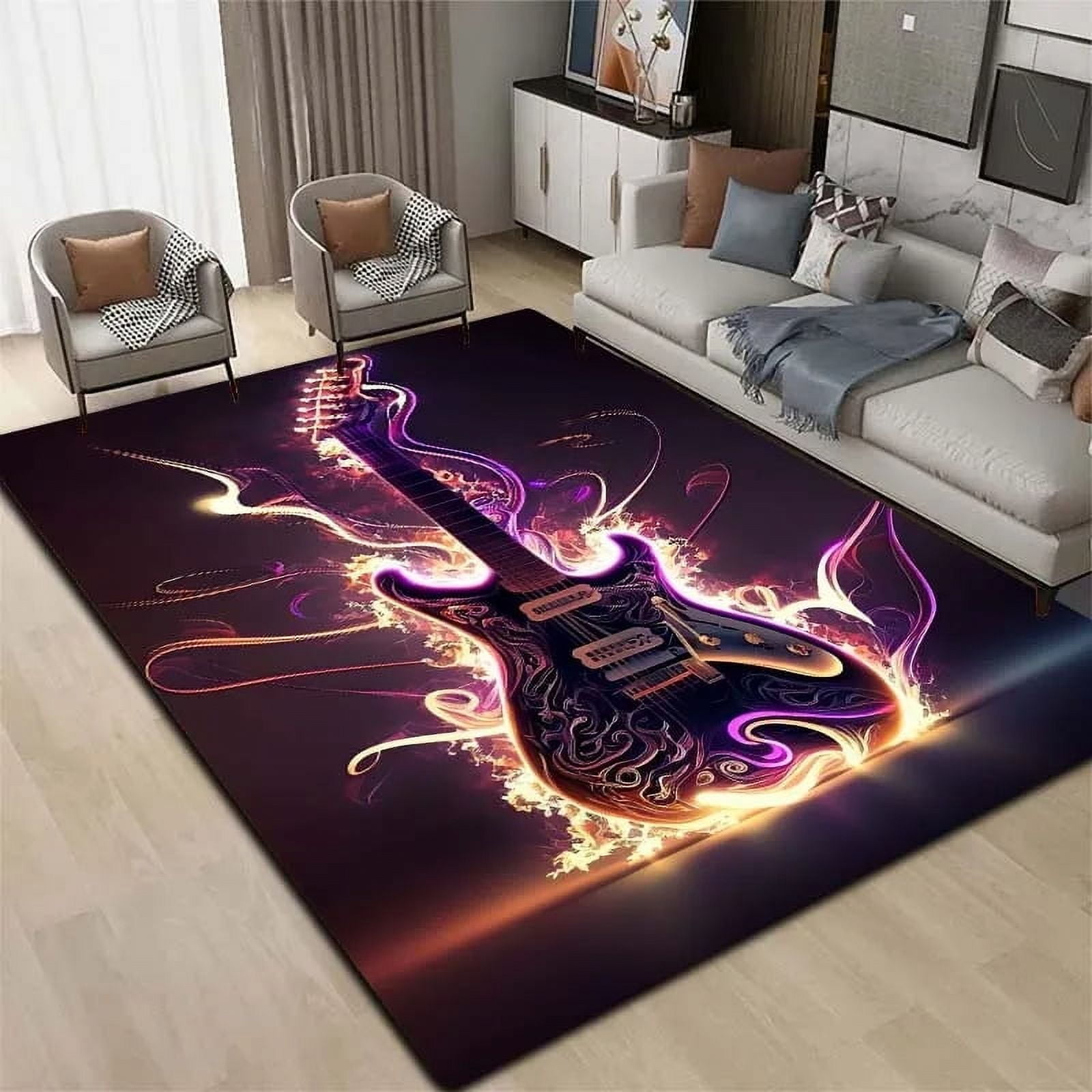 3D Print Guitar Pattern Carpet Living Room Rugs Non-slip Floor Mat for ...