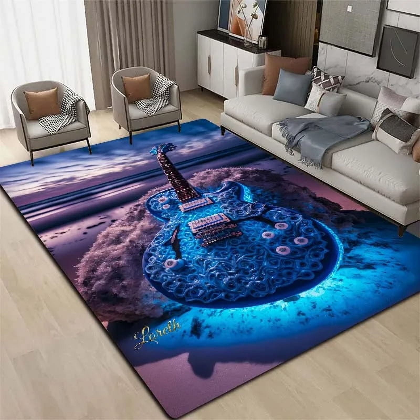 3D Print Guitar Pattern Carpet Living Room Rugs Non-slip Floor Mat for ...