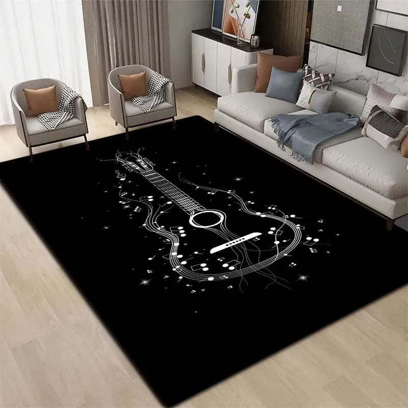 3D Print Guitar Pattern Carpet Living Room Rugs Non-slip Floor Mat for ...