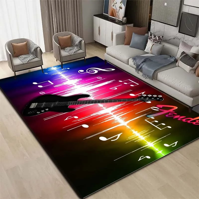 3D Print Guitar Pattern Carpet Living Room Rugs Non-slip Floor Mat for ...