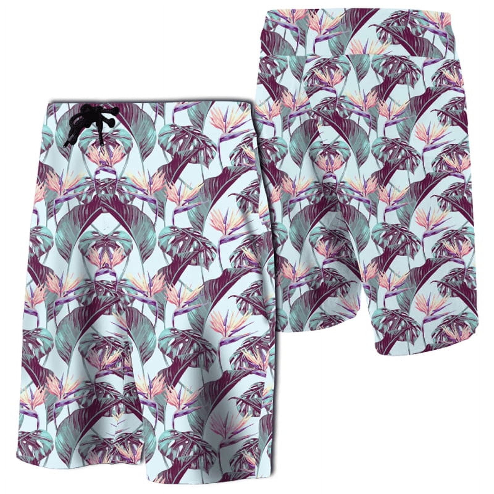 3D Print Hawaii Tropical Flowers a Leaf Men Board Shorts Women Vaion ...