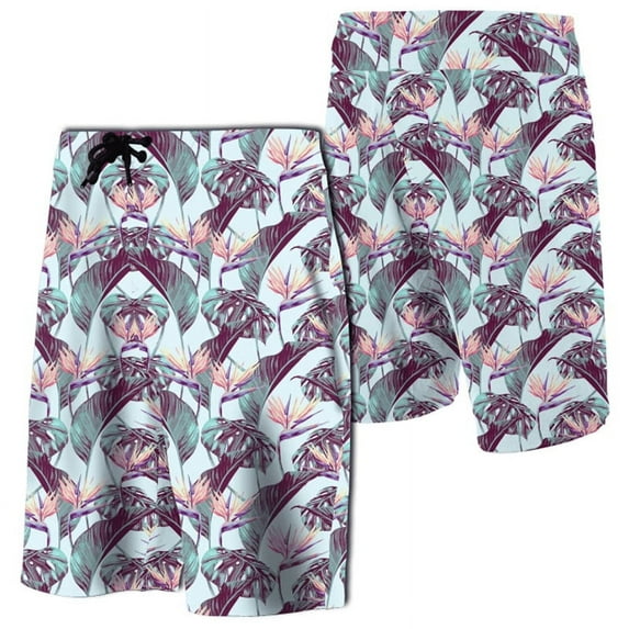 3D Print Hawaii Tropical Flowers a Leaf Men Board Shorts Women Vaion ...