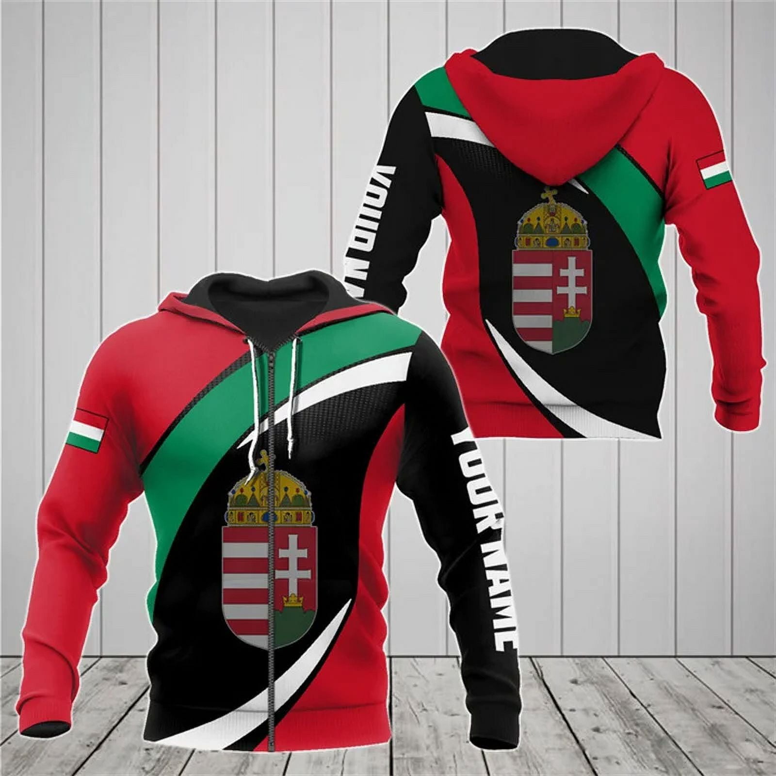 3D Print Hungary National Emblem Zip Hoodie Sweatshirts Oversize Loose ...