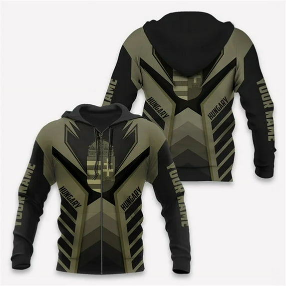 3D Print Hungary National Emblem Zip Hoodie Sweatshirts Oversize Loose ...