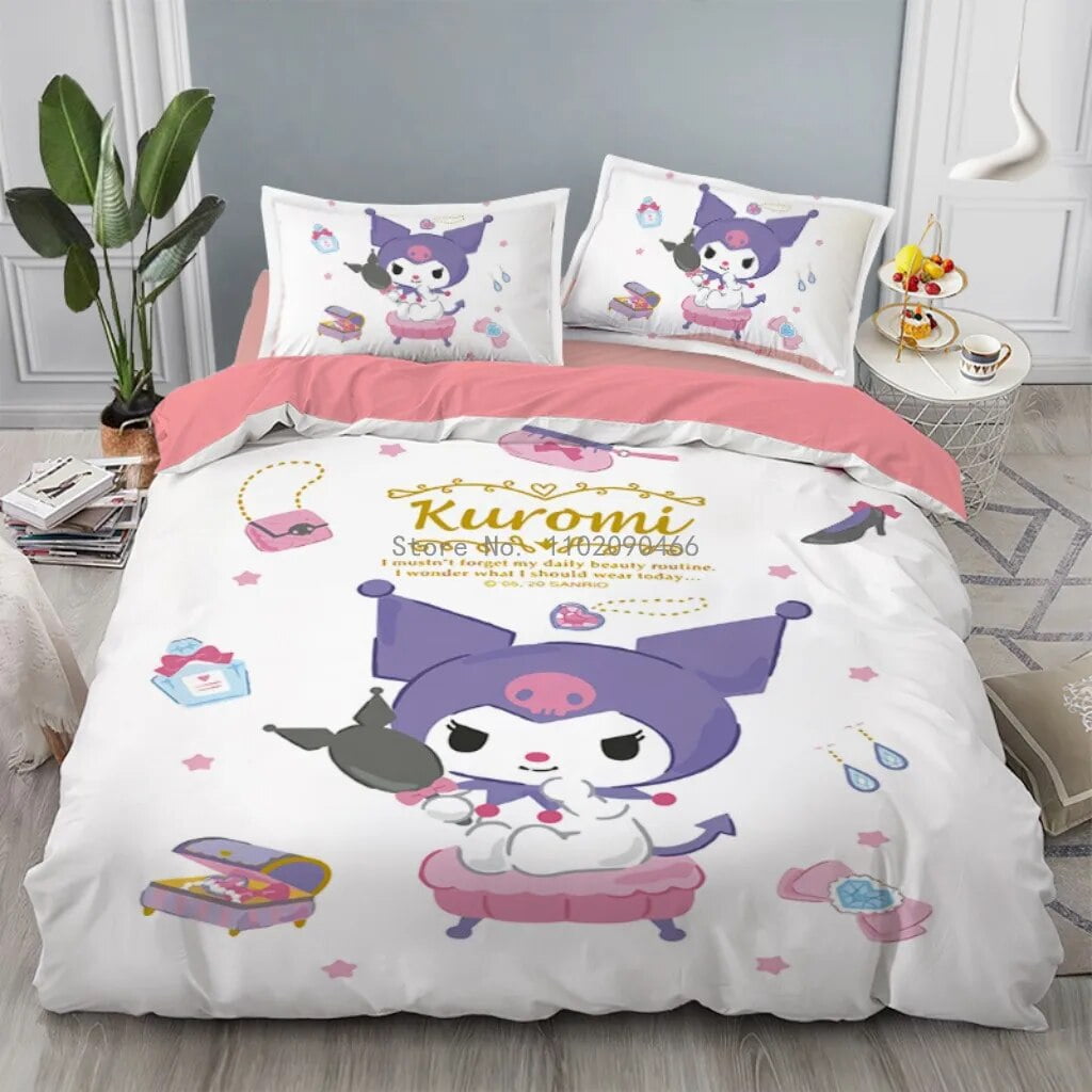 3D Print Kuromi Popular Bedding Set Quilt Cover Size Duvet Cover Living ...