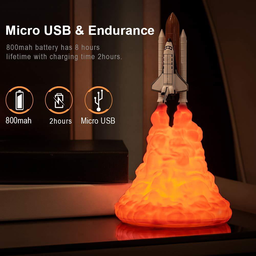 3D Print LED Night Lamp Space Shuttle Rocket Night Light USB ...