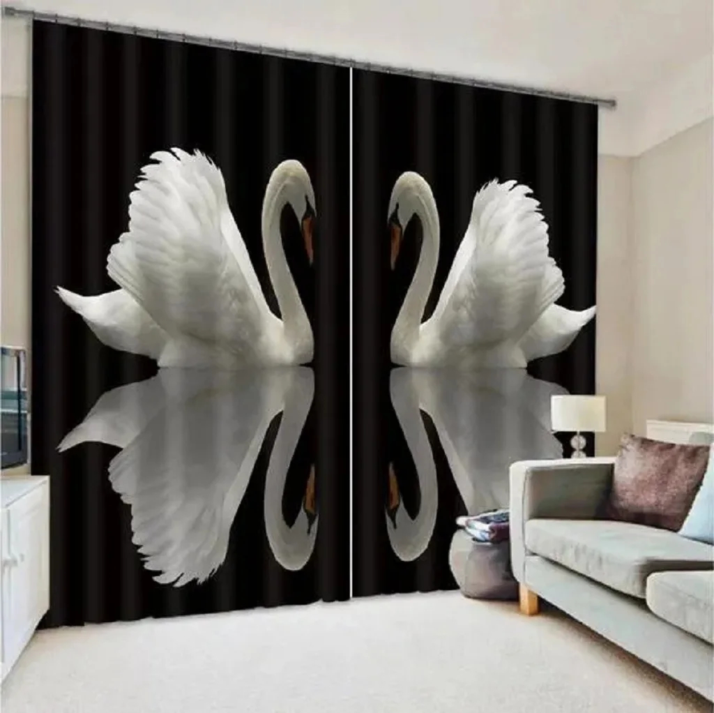 3D Print Modern Swans and Rose on the Water Flower Two Thin Window ...