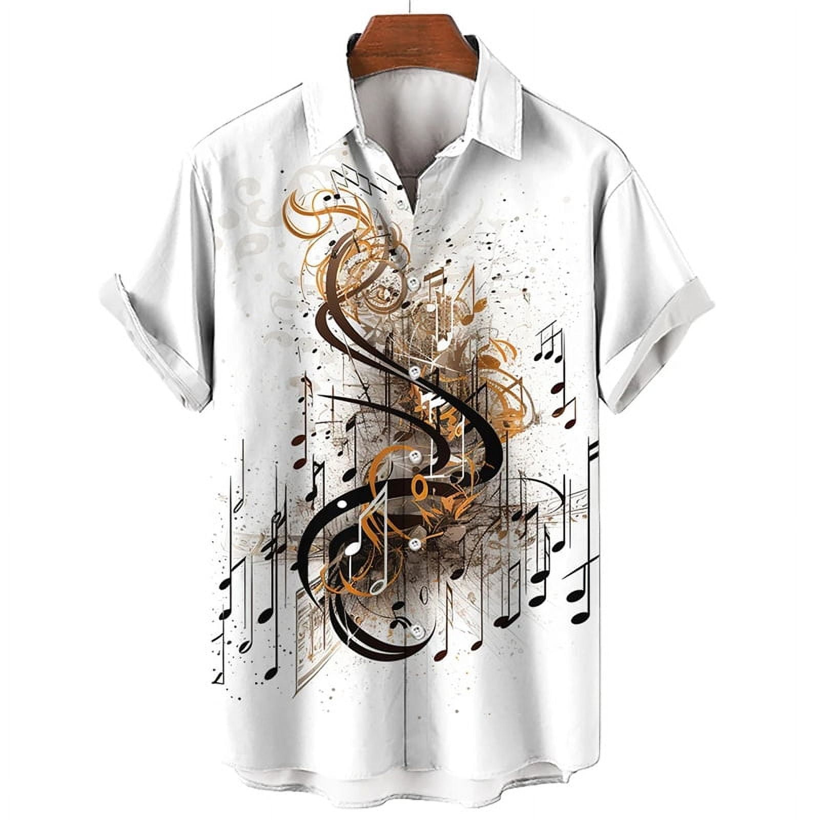 3D Print Music Shirt For Men Musical Notation Pattern Tees Oversized ...