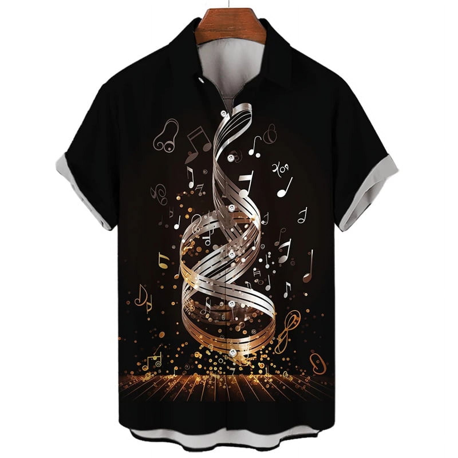 3D Print Music Shirt For Men Musical Notation Pattern Tees Oversized ...
