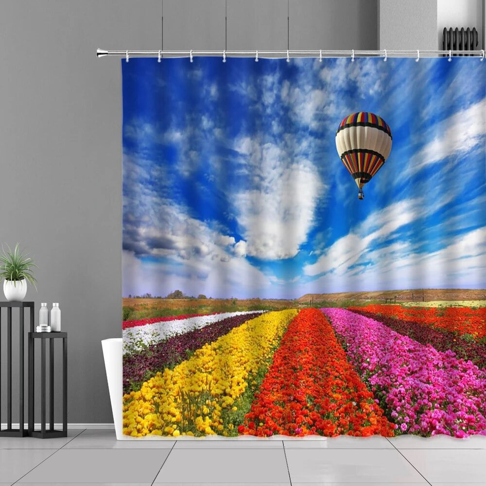 3D Print Purple Red Flowers And Floating Hydrogen Balloons Shower ...