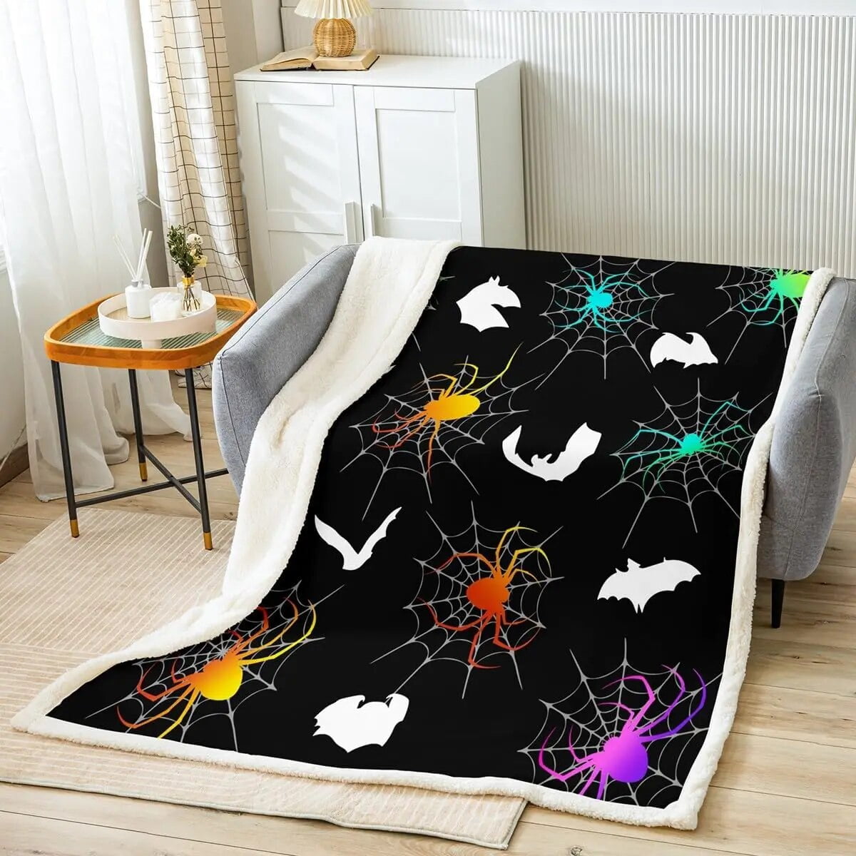 3D Print Spider Throw Blanket Spider Web Fleece Blanket Animal Theme ...