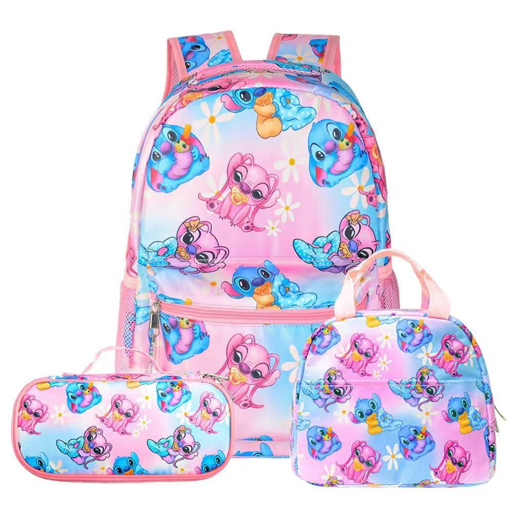 3D Print Sti_tch 3-Piece Backpack Set - Cute Cartoon Backpack, Insulated Lunch Bag & Pencil Case ...