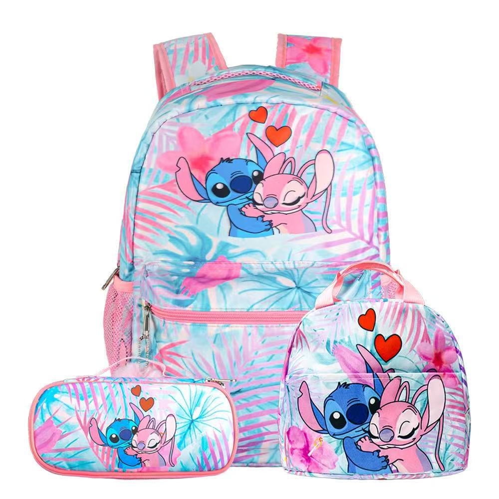 3D Print Sti_tch 3-Piece Backpack Set - Cute Cartoon Backpack, Insulated Lunch Bag & Pencil Case ...