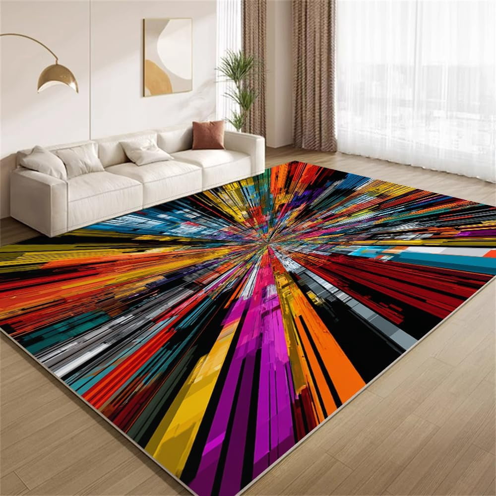 3D Printed Abstract Area Rugs Multicolor Speed Line Rugs Ultra Soft Non ...