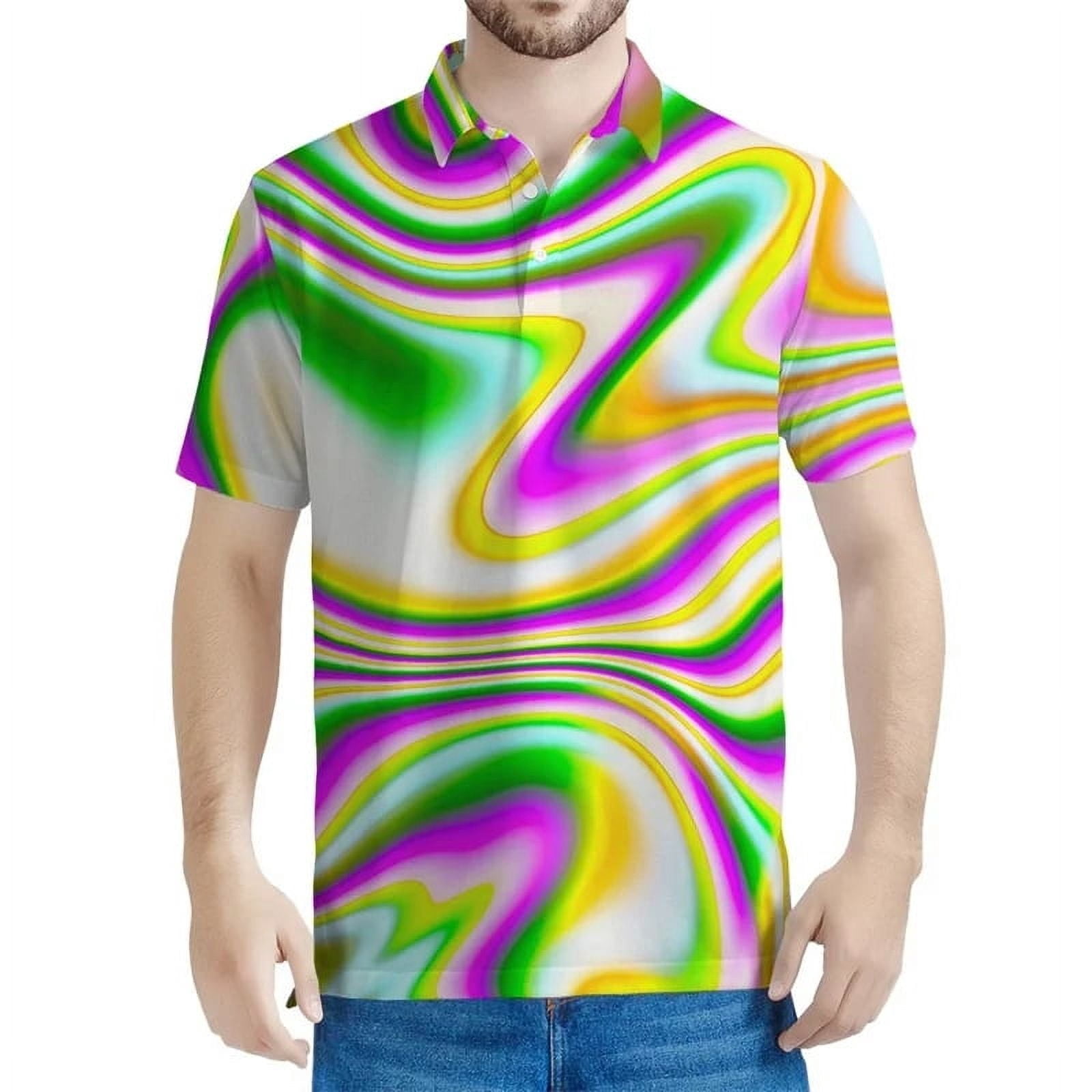 3D Printed Abstract Holographic Graphic Polo Shirt For Men Short ...