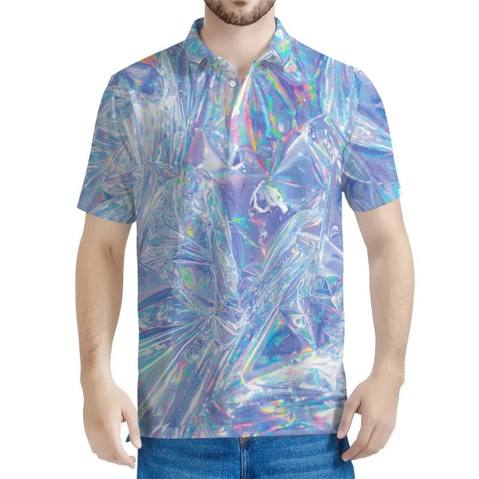 3D Printed Abstract Holographic Graphic Polo Shirt For Men Short ...