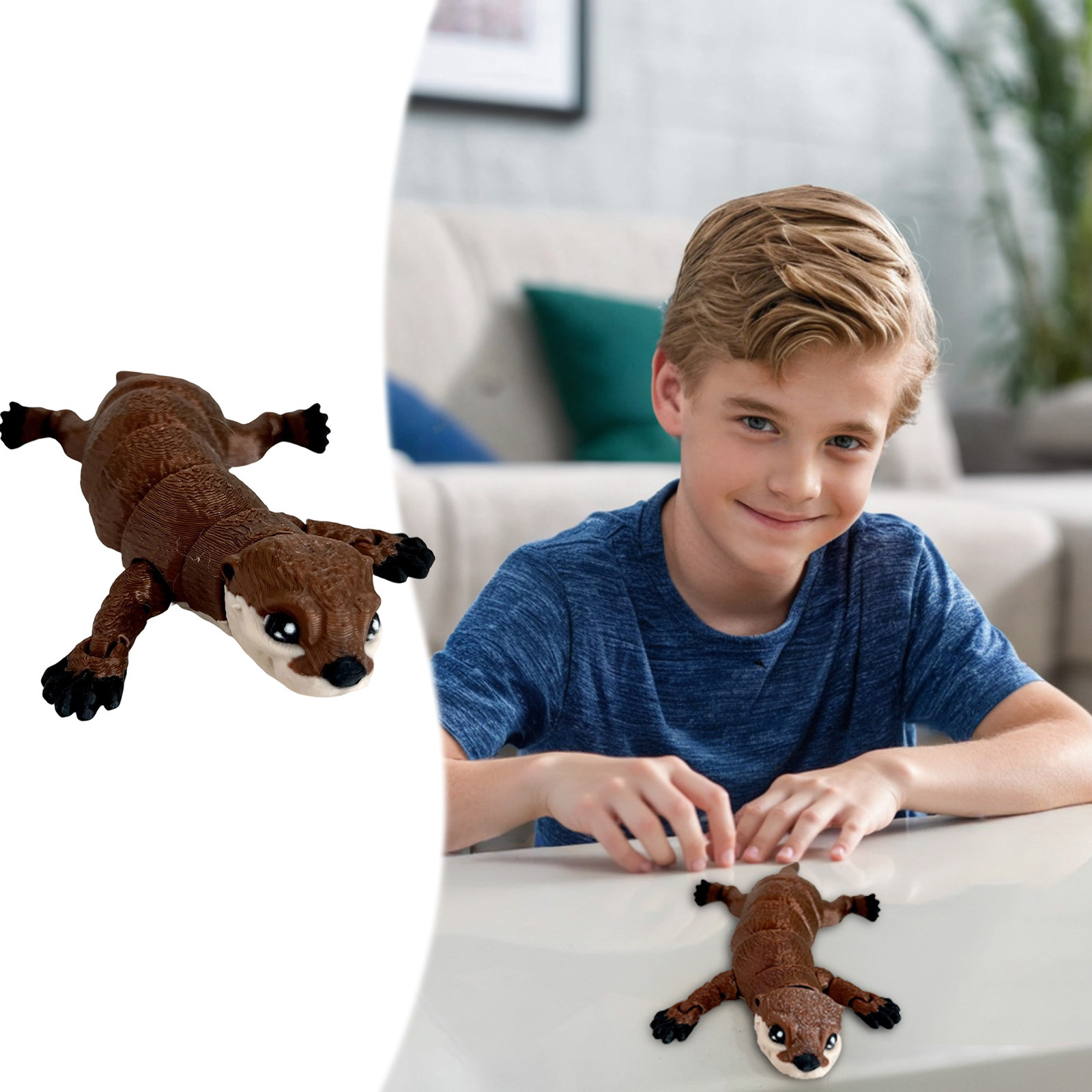 3D Printed Animal, 5.9" Articulated Otter Toy, Realistic Full Color ...