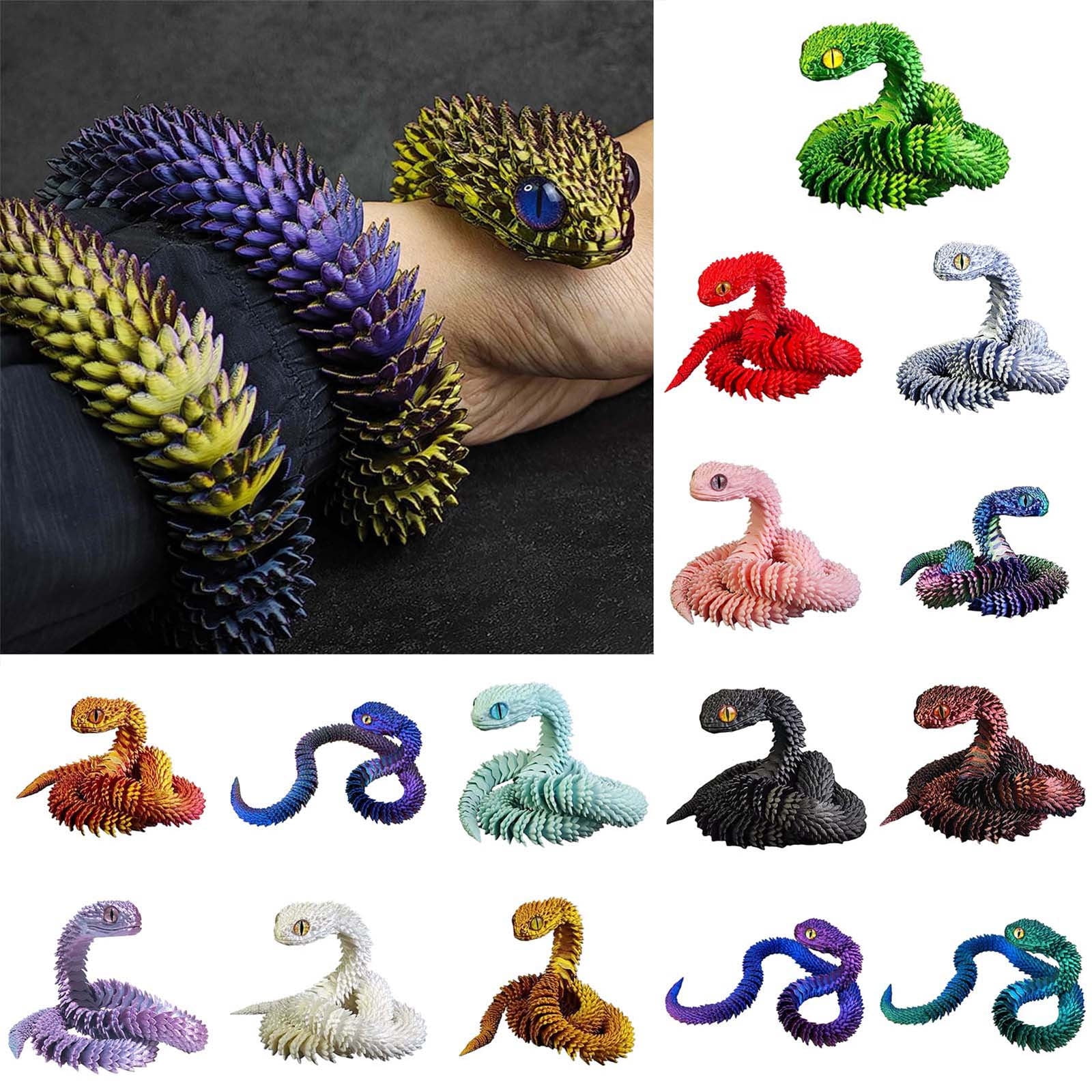 3D Printed Animals, 3D Printed Snake 3D Printed Articulated Flexible ...