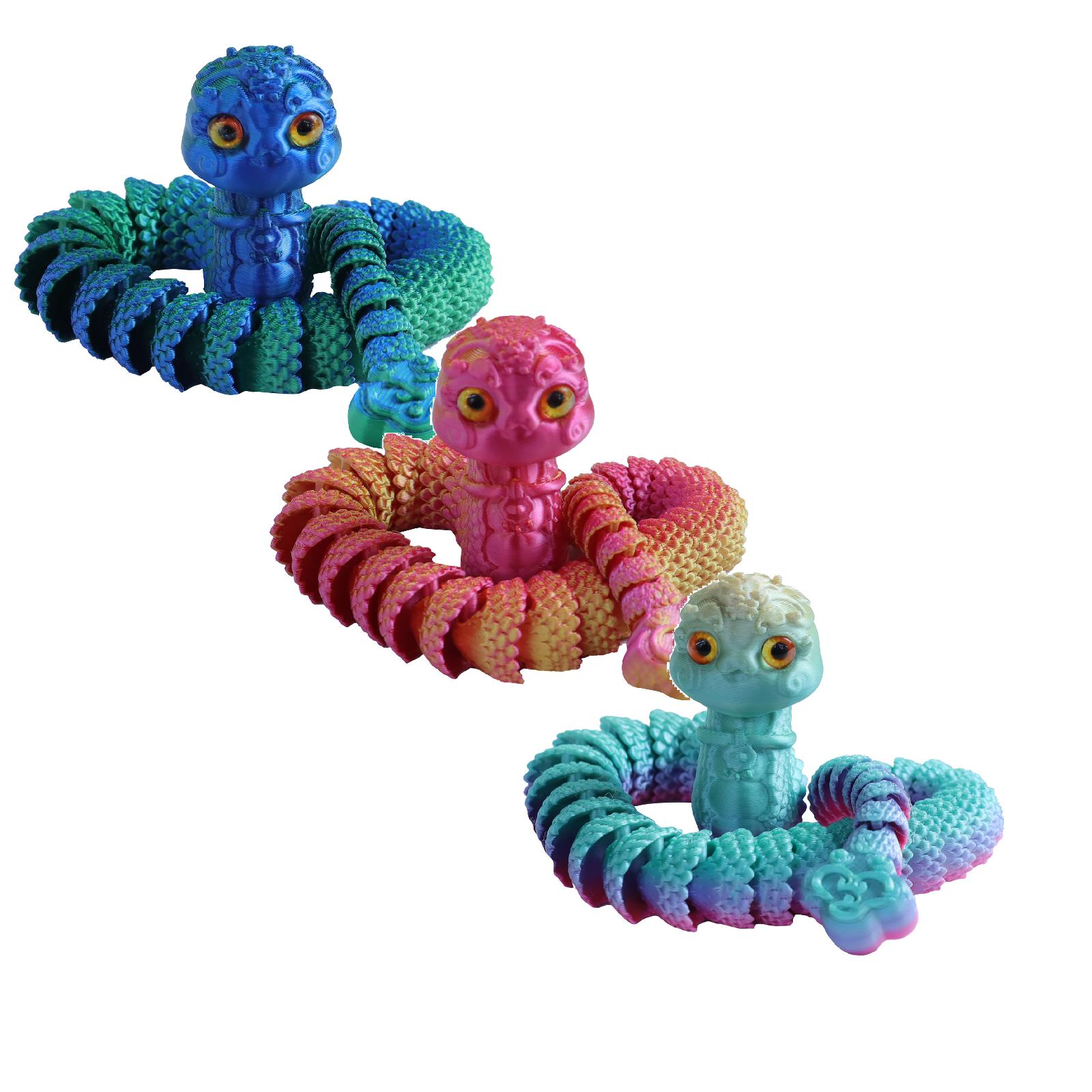 3D Printed Animals Snake Toys, 3D Printed Snake Movable Joint Fidget ...