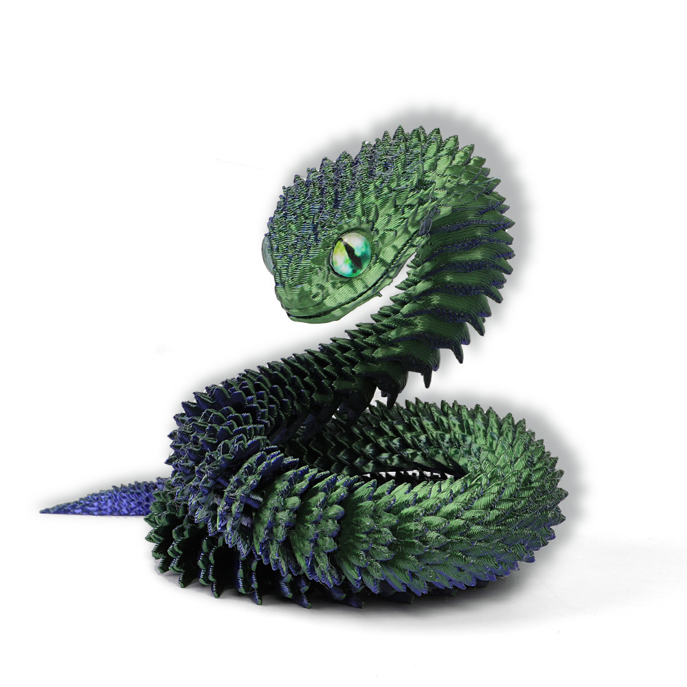 3D Printed Animals - Viper Venom Snake, Multi Inch Surprise Mysterious Snake Fidget Toy Creative ...