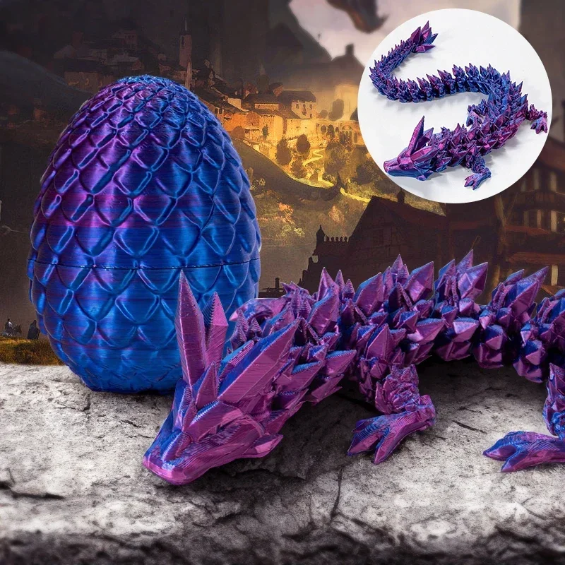 3D Printed Articulated Dragon & Egg Rotatable And Poseable Joints 4D ...