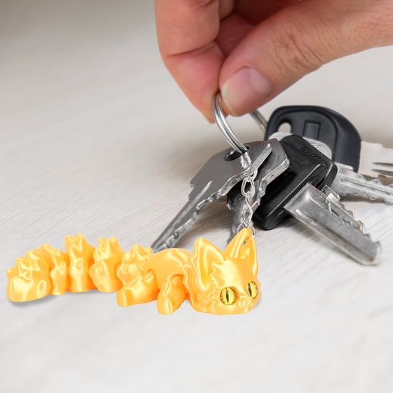 3D Printed Articulated Fox Keychain Flexible Nine Tailed Spirit Animal ...