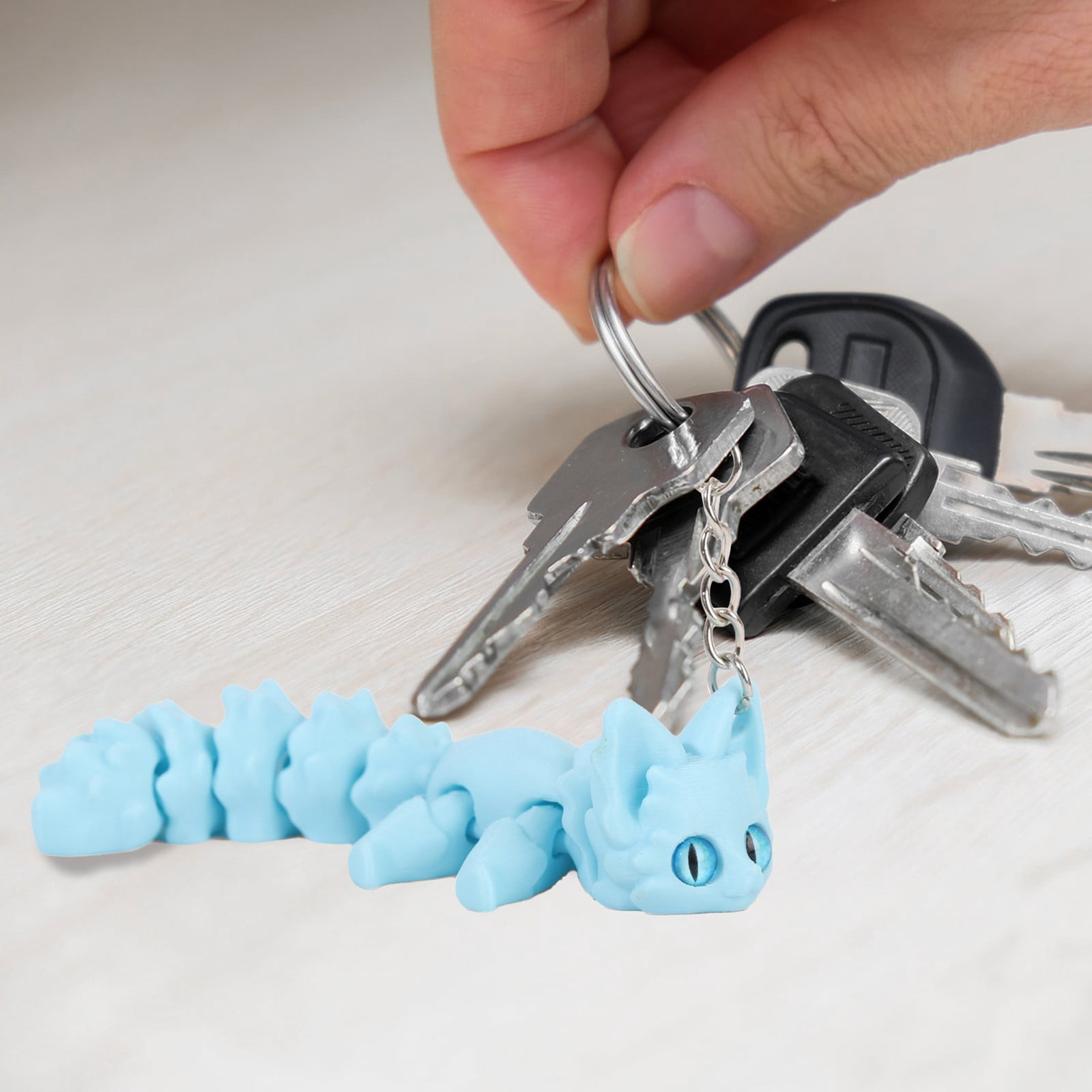 3D Printed Articulated Fox Keychain Flexible Nine Tailed Spirit Animal ...