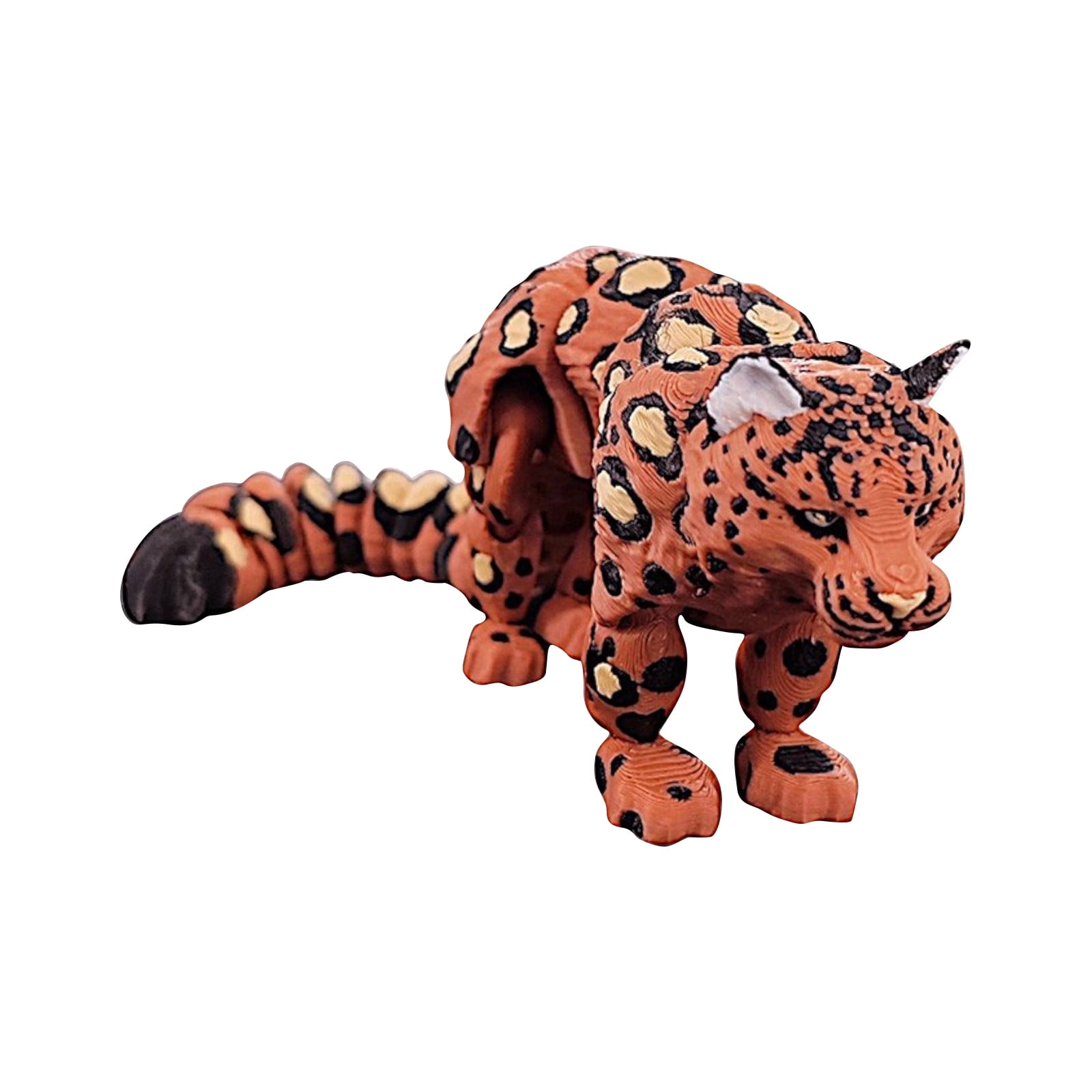 3D Printed Articulated Leopard 8" Flexible Fidget Animal Toy, Snow ...