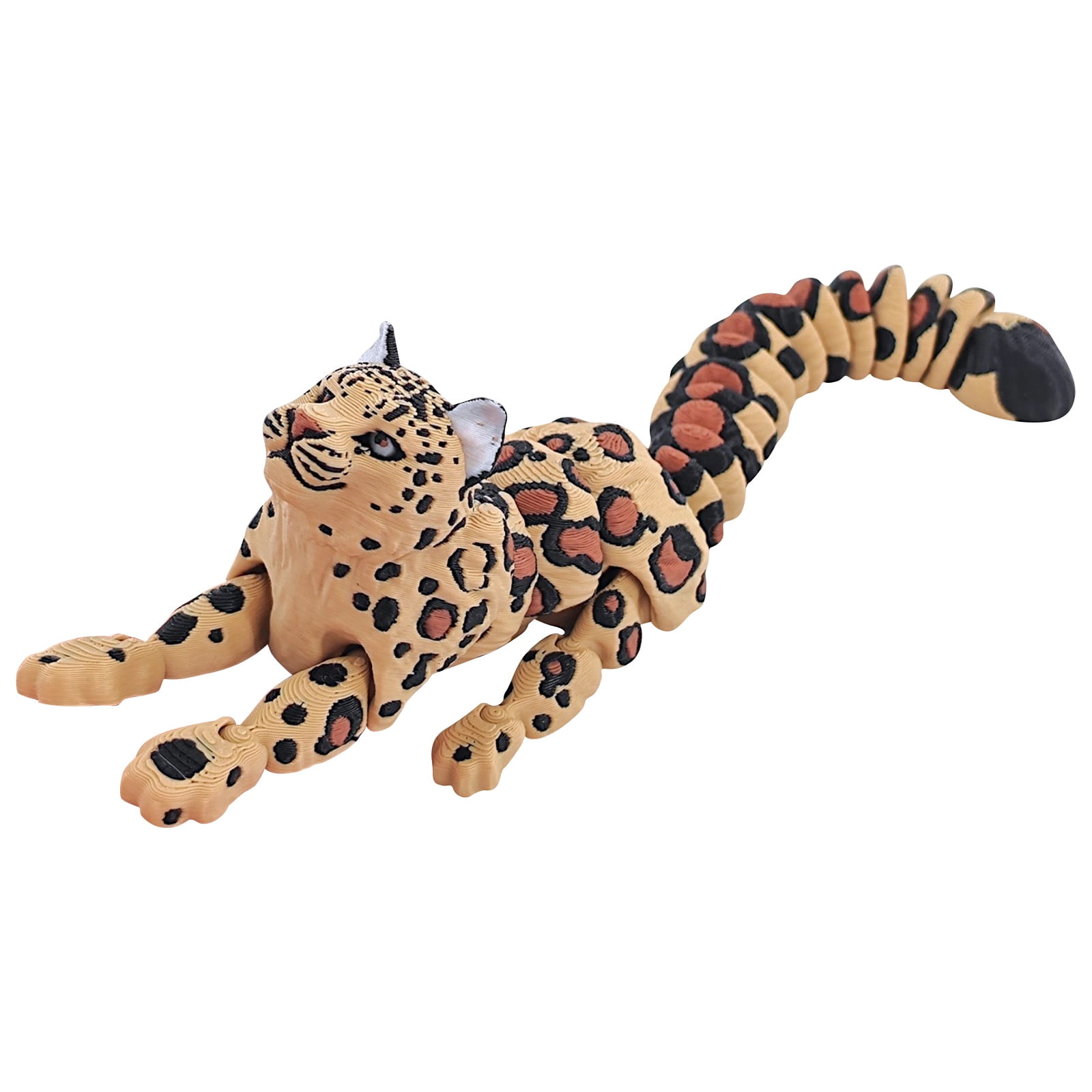 3D Printed Articulated Leopard 8" Flexible Fidget Animal Toy, Snow ...