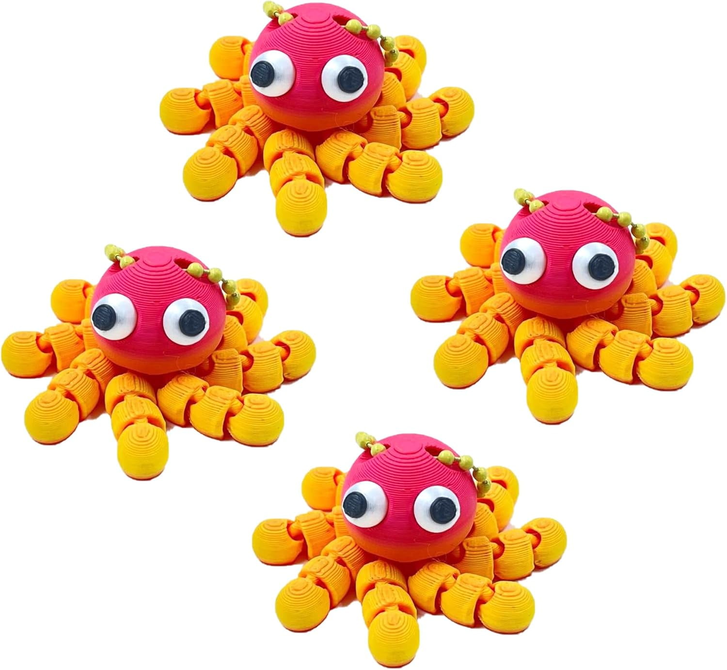 3D Printed Articulated Octopus Keychain - 24 Moving Joints Poseable ...