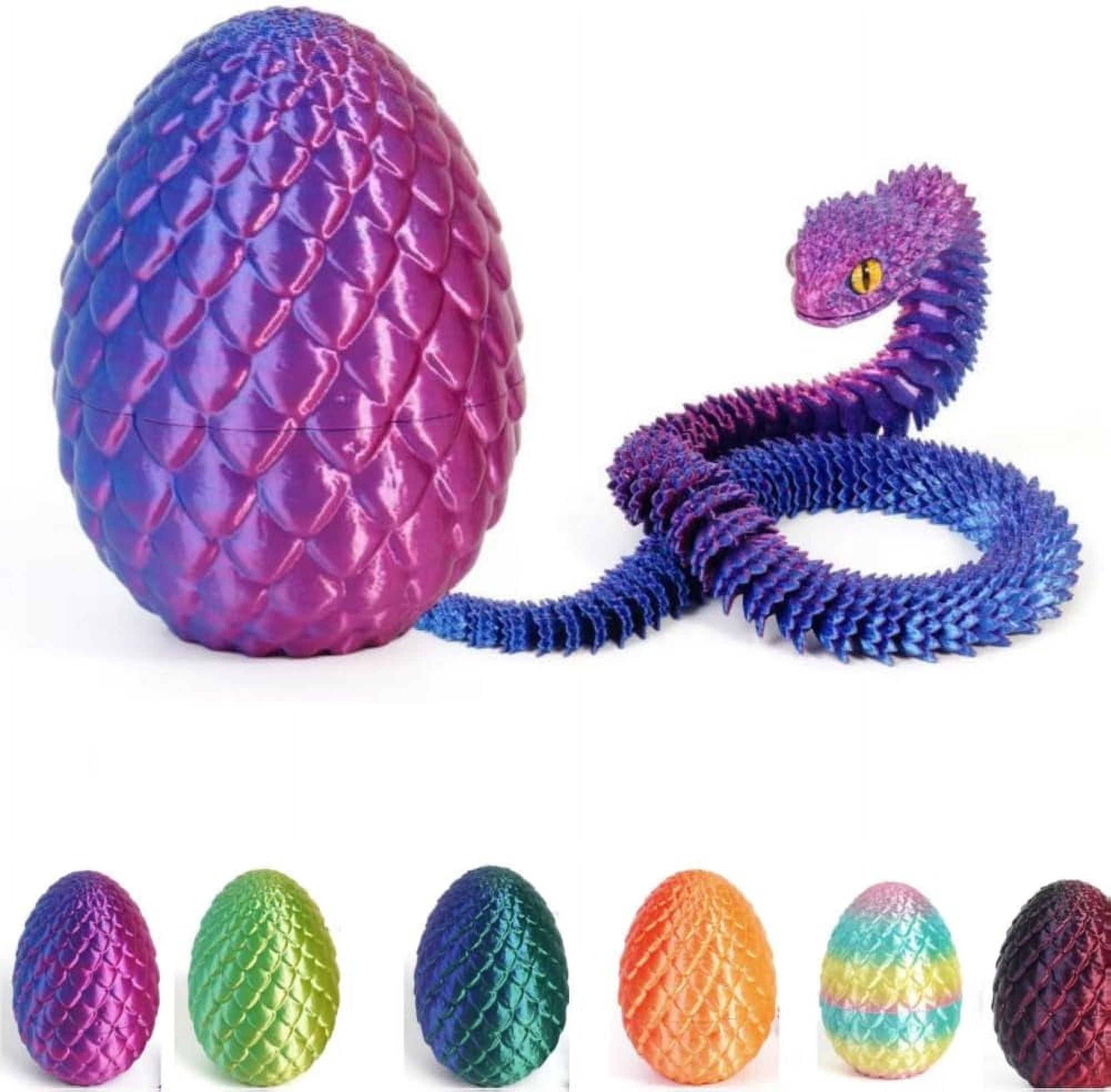 3D Printed Articulated Snake with Egg, Desktop Toy, Executive Desk ...