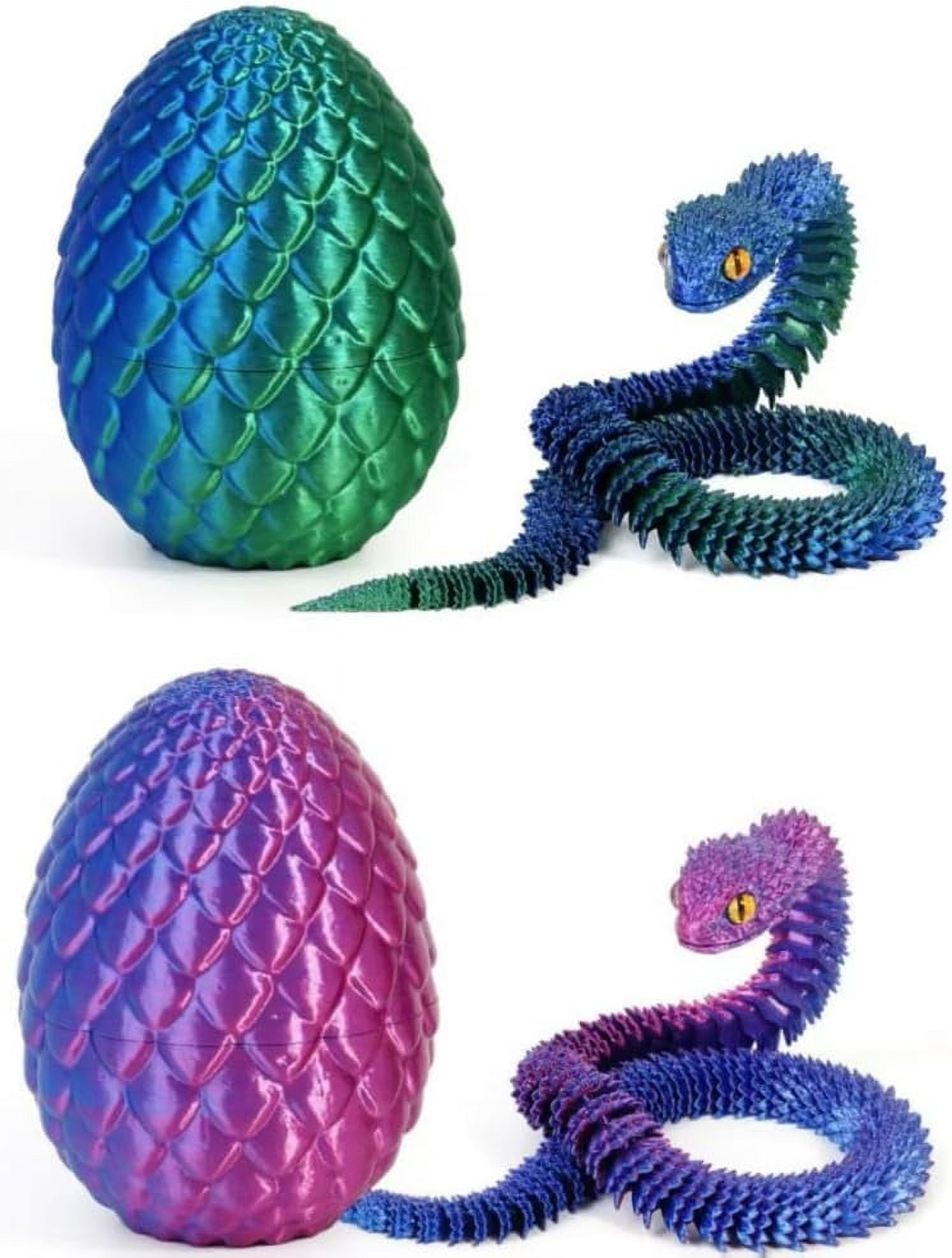 3D Printed Articulated Snake with Egg, Desktop Toy, Executive Desk ...