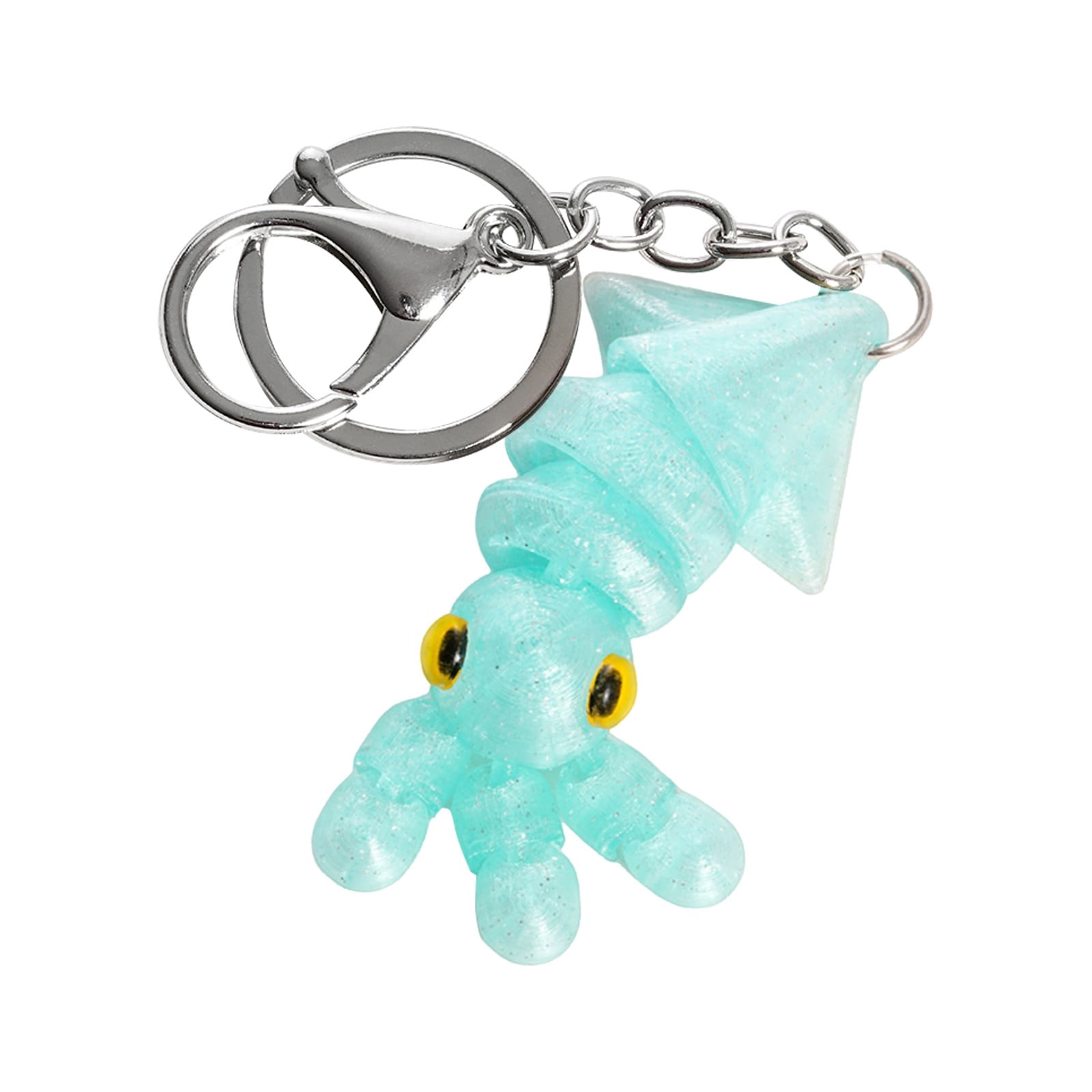 3D Printed Articulated Squid Keychain Flexible Marine Animal Figure ...