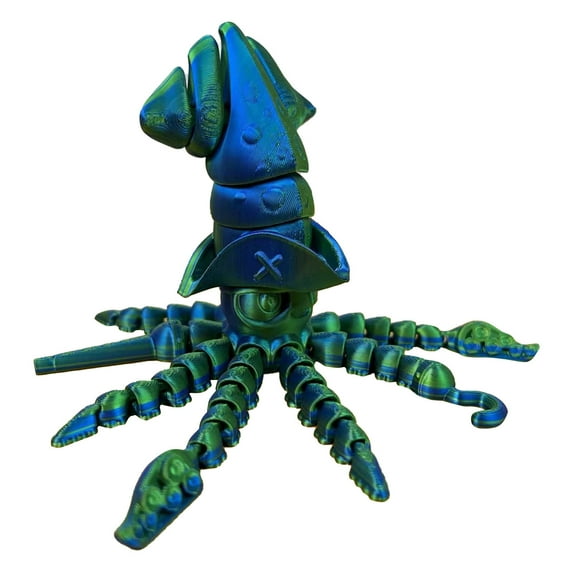 3D Printed Articulated Squid Toy Decorative Articulated Animal Model ...
