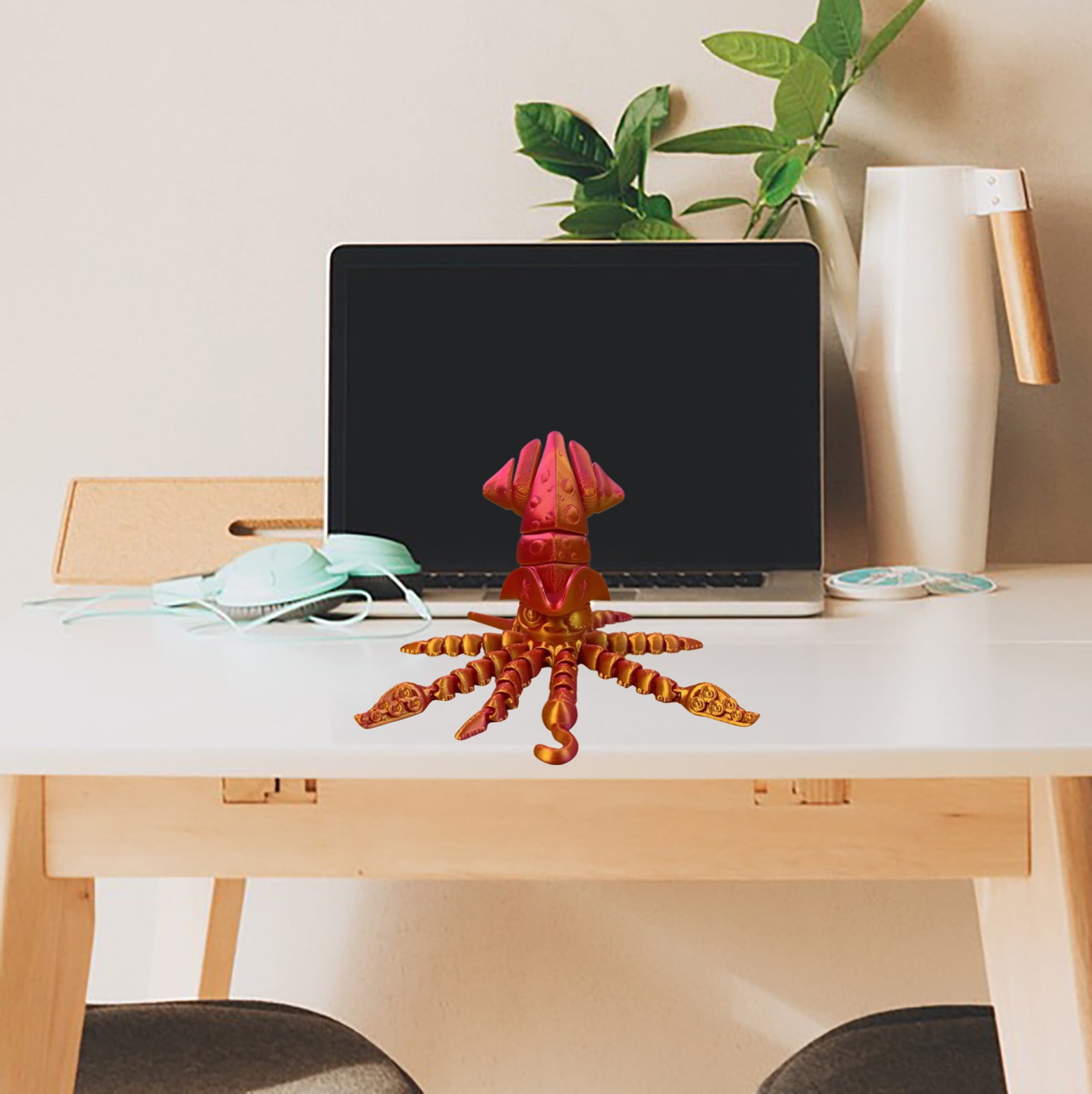 3D Printed Articulated Squid Toy Flexible Poseable Animal Model Unique ...