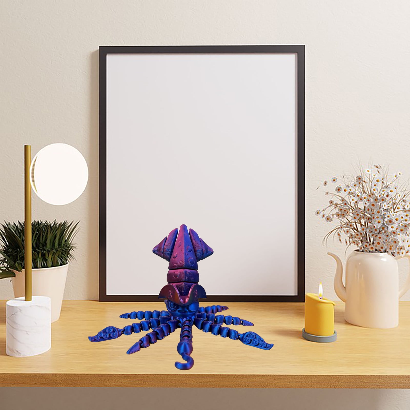 3D Printed Articulated Squid Toy Flexible Poseable Animal Model Unique ...