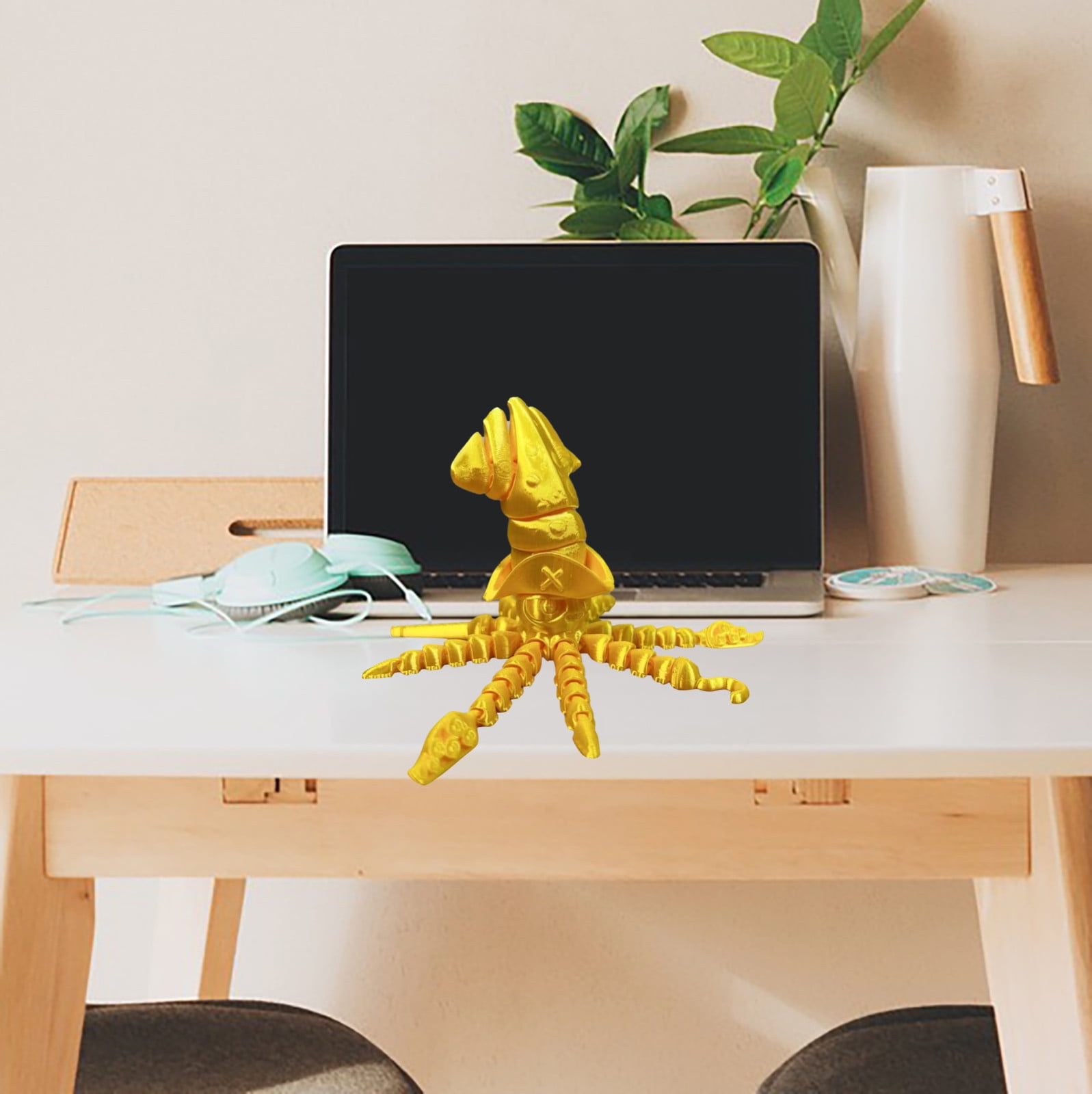 3D Printed Articulated Squid Toy Flexible Poseable Animal Model Unique ...