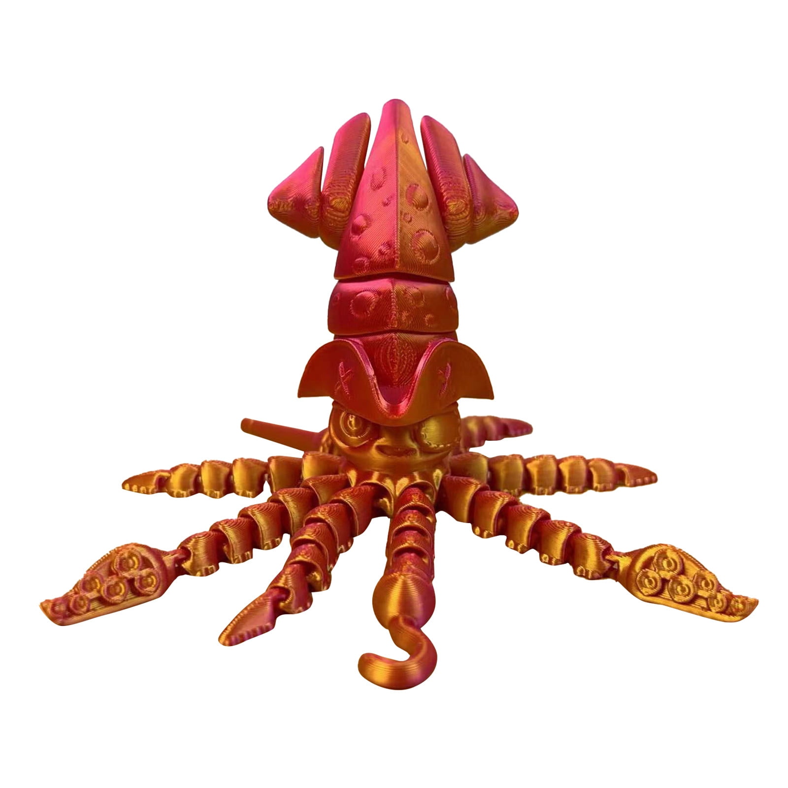 3D Printed Articulated Squid Toy Flexible Poseable Decorative Animal ...